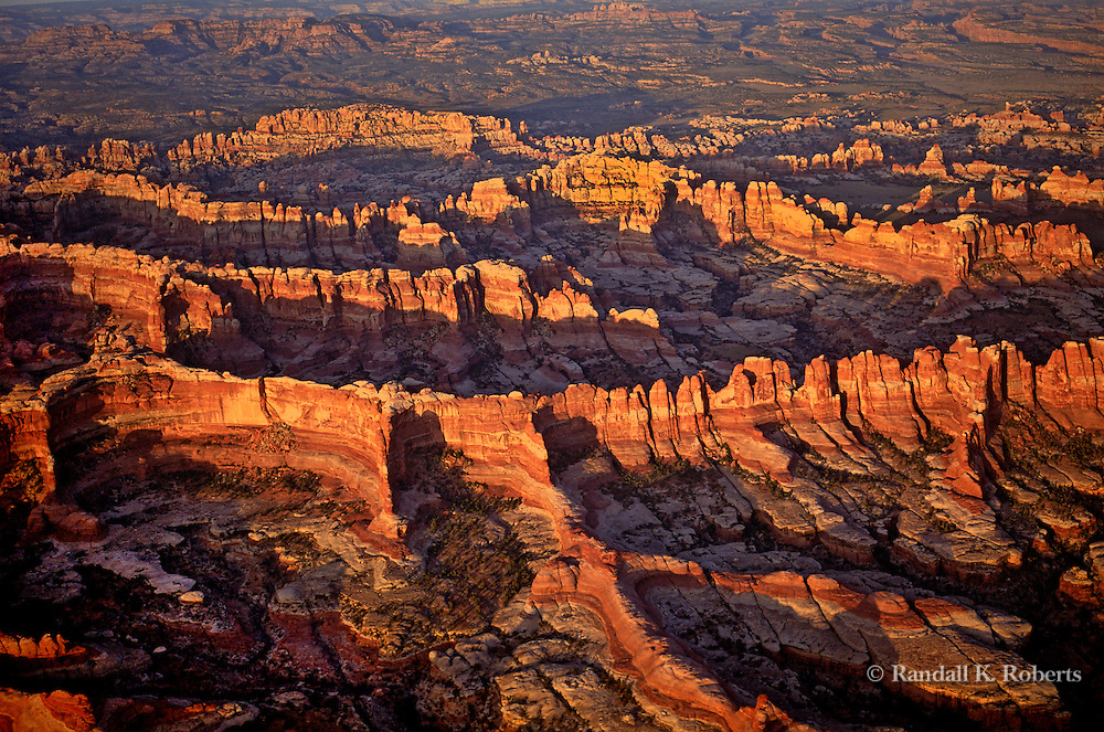 Aerial view of the Needles District of the Canyonlands National Park ...